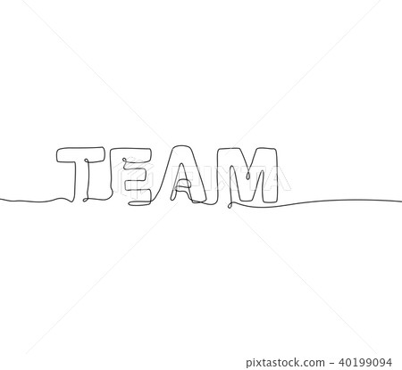 Team - one continuous line design style lettering - Stock Illustration ...