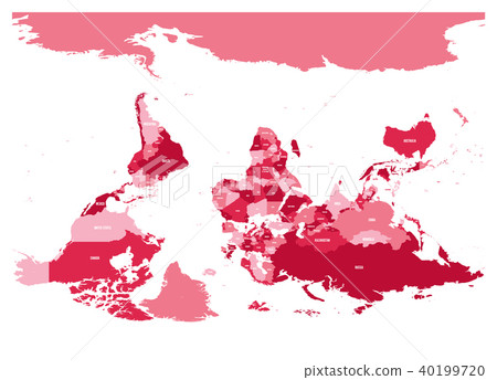 Reversed or upside down political map of World.... - Stock Illustration ...