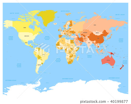 World map with names of sovereign countries and... - Stock Illustration ...