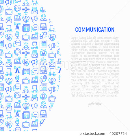 Communication concept with thin line icons - Stock Illustration ...
