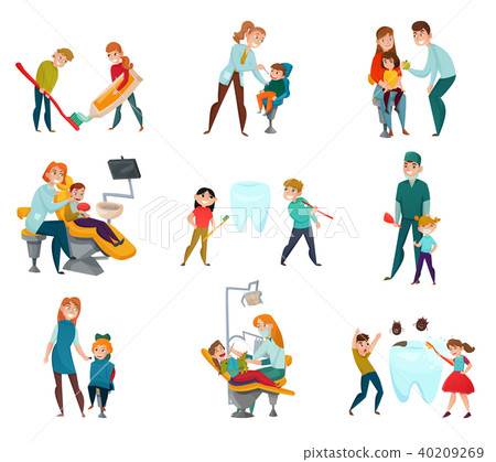 Pediatric Dentist Icons Set - Stock Illustration [40209269] - PIXTA