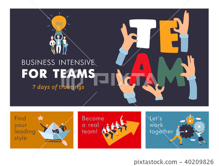 Teamwork Horizontal Banners - Stock Illustration [40209826] - PIXTA