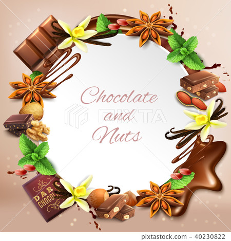 Realistic Chocolate Round Frame Background - Stock Illustration ...