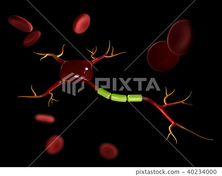 3d illustration of neuron cells with blood... - Stock Illustration ...
