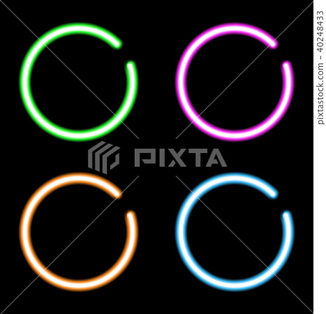 retro neon circle set isolated on black background - Stock Illustration ...