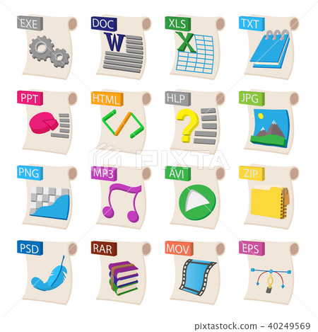 File format icons set, cartoon style - Stock Illustration [40249569 ...
