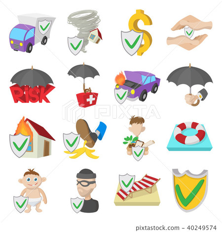 Insurance icons set, cartoon style - Stock Illustration [40249574] - PIXTA
