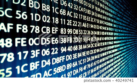 Computer code running in a cyber space. 3D... - Stock Illustration ...