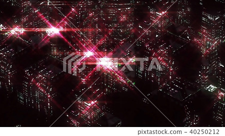 Night scene of red night city. 3D rendering - Stock Illustration ...