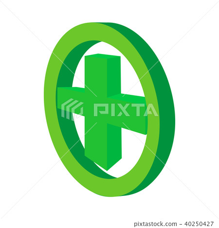 Green cross in the circle icon, cartoon style - Stock Illustration ...
