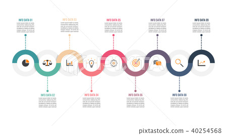 9 Parts infographic design vector and marketing - Stock Illustration ...