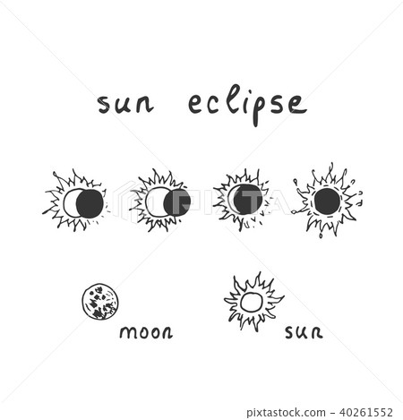 Vector outline of hand drawn solar eclipse-插圖素材 [40261552] - PIXTA圖庫