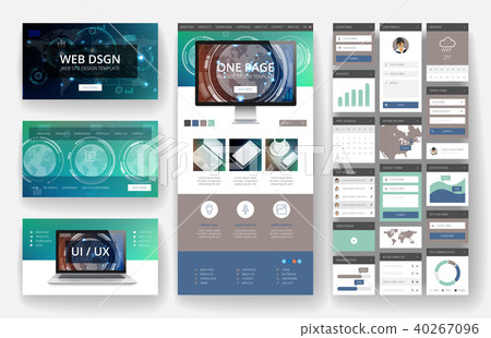 Website design template and interface elements - Stock Illustration ...