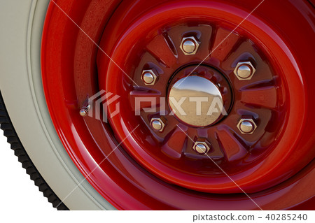 Red retro wheel. 3D render - Stock Illustration [40285240] - PIXTA
