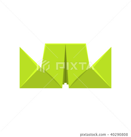 Green geometric shape made of paper in origami... - Stock Illustration ...