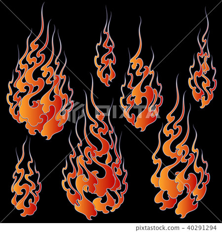Japanese style flame illustration, - Stock Illustration [40291294] - PIXTA