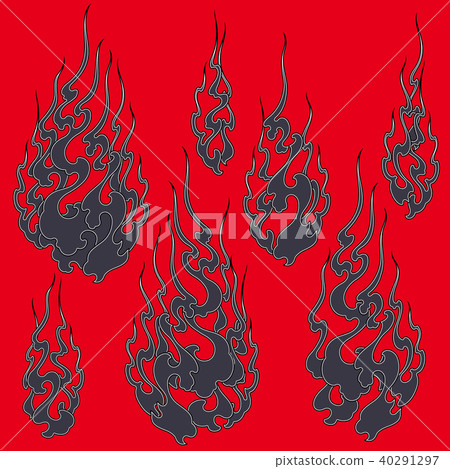 Japanese style flame illustration, - Stock Illustration [40291297] - PIXTA