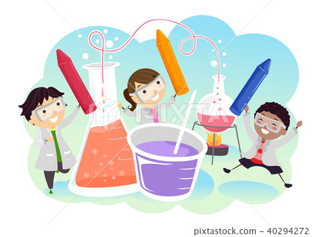 Stickman Kids Lab Colors Experiment Illustration - Stock Illustration ...