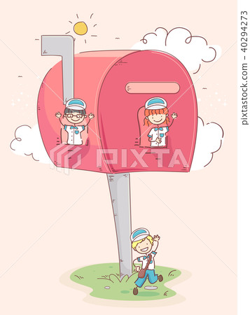 Stickman Kids Mail Box Mail Men Illustration-插圖素材 [40294273] - PIXTA圖庫