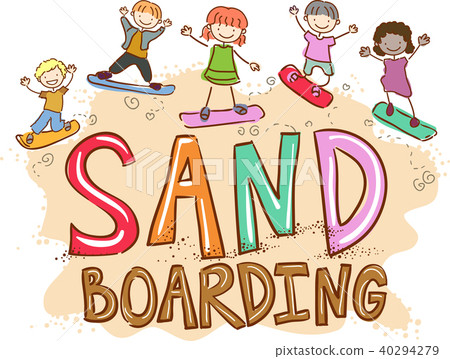 Stickman Kids Sandboarding Illustration - Stock Illustration [40294279 ...