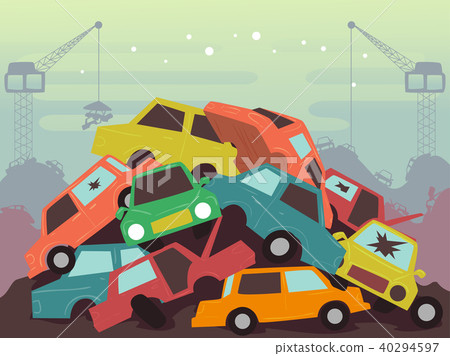 Junkyard Scene Illustration - Stock Illustration [40294597] - PIXTA