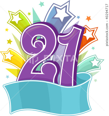 Number 21 Party Star Design Illustration - Stock Illustration [40294717 ...