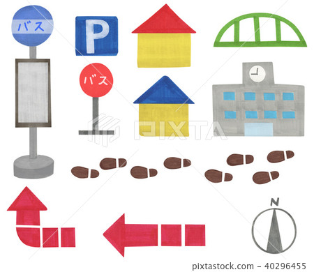 Hand drawn map material hand drawn symbols set - Stock Illustration ...