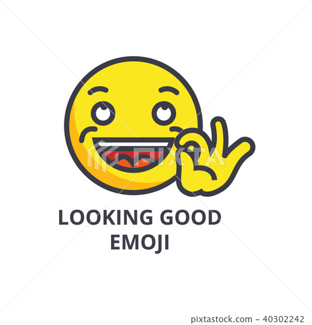 looking good emoji vector line icon, sign,... - Stock Illustration ...
