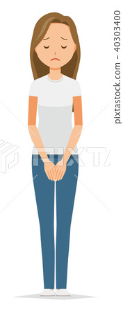 A long haired young lady is apologizing - Stock Illustration [40303400 ...