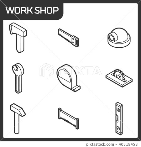 Work shop outline isometric icons - Stock Illustration [40319458] - PIXTA