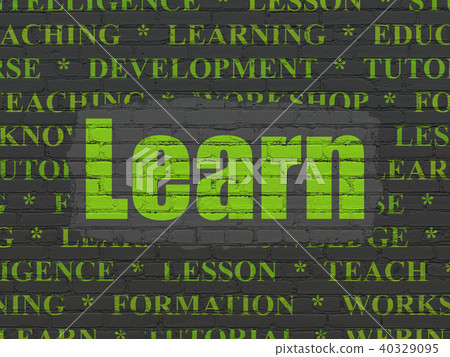 Studying concept: Learn on wall background - Stock Illustration ...