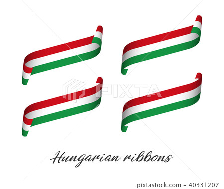 Set of four modern colored Hungarian ribbons - Stock Illustration ...