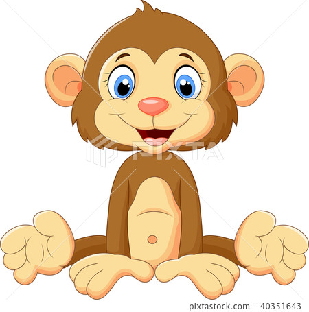 Cartoon cute monkey sitting - Stock Illustration [40351643] - PIXTA
