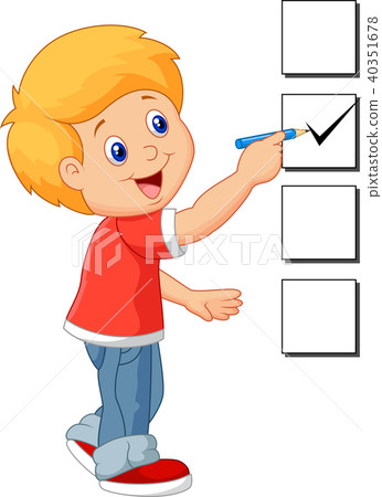 Cartoon boy with checklist - Stock Illustration [40351678] - PIXTA