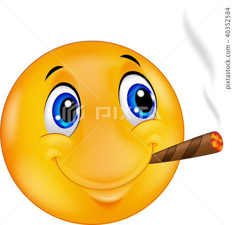 Emoticon smiley smoking cigar - Stock Illustration [40352584] - PIXTA