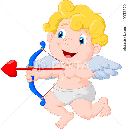 Funny little cupid aiming at someone - Stock Illustration [40353270 ...