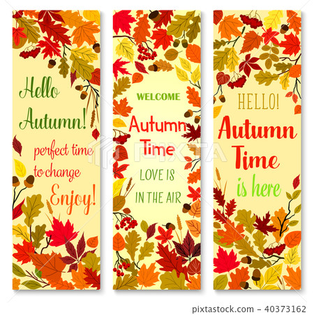 Autumn season and fall nature banner set design - Stock Illustration ...