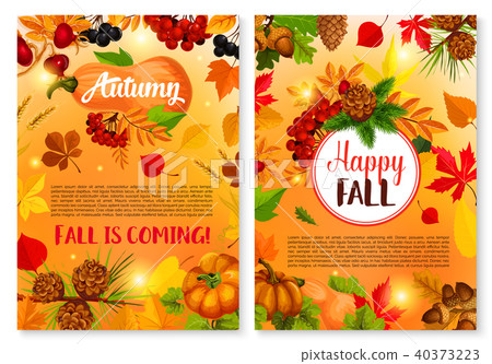 Autumn leaf fall season vector greeting cards - Stock Illustration ...
