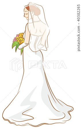 Illustration of a bride wearing a wedding... - Stock Illustration ...