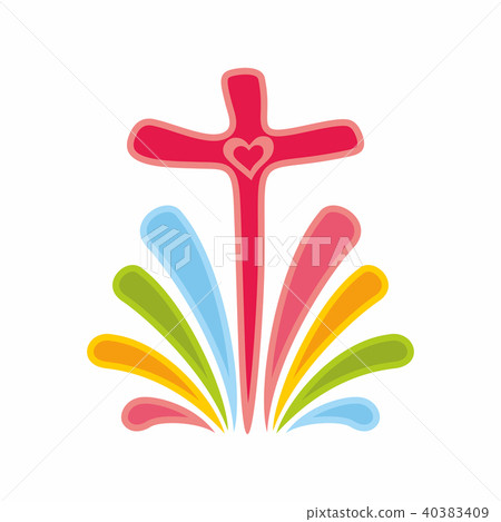 Rainbow and christian cross - Stock Illustration [40383409] - PIXTA