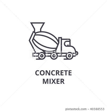concrete mixer vector line icon, sign,... - Stock Illustration ...