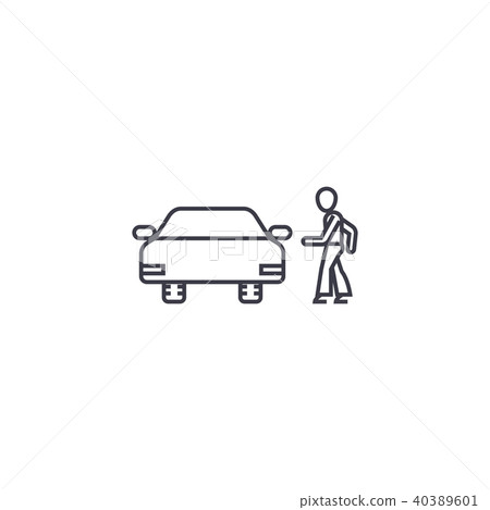 going for a car ride vector line icon, sign,... - Stock Illustration ...