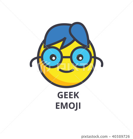 geek emoji vector line icon, sign, illustration... - Stock Illustration ...