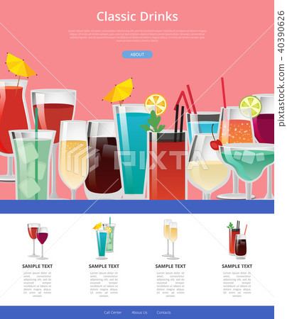 Classic Drinks Web Poster with Samples of Alcohol - Stock Illustration ...
