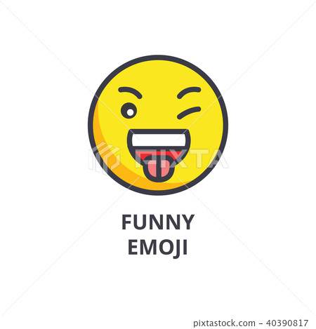funny emoji vector line icon, sign,... - Stock Illustration [40390817 ...