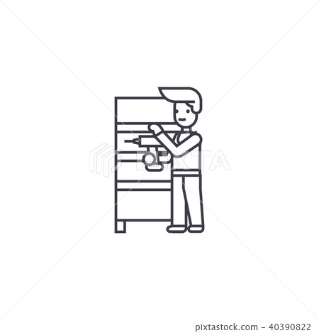 furniture assembly vector line icon, sign,... - Stock Illustration ...