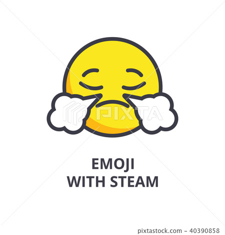 emoji with steam emoji vector line icon, sign,... - Stock Illustration ...
