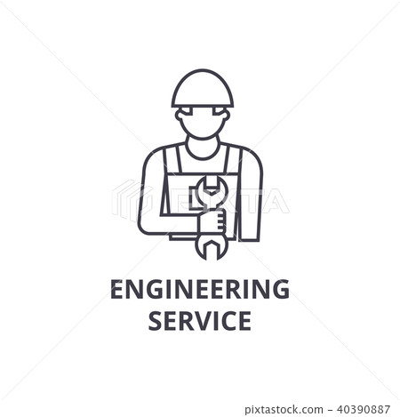 engineering service vector line icon, sign,... - Stock Illustration ...