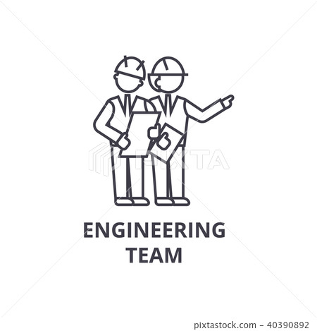 engineering team vector line icon, sign,... - Stock Illustration ...