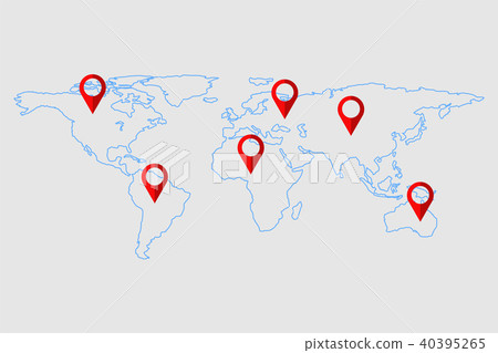 World map check in and pin checking mark, Vector - Stock Illustration ...